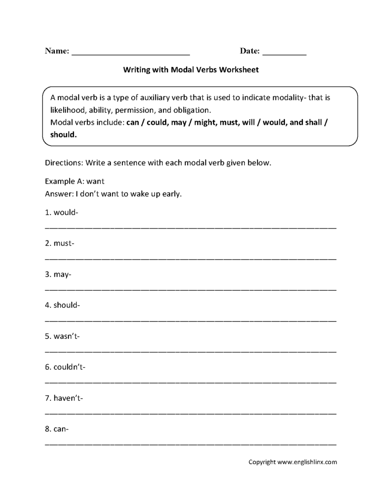 Free Printable Worksheets On Modal Verbs - Printable Worksheets