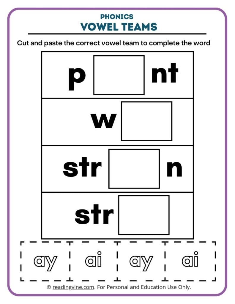 Free Printable Vowel Team Worksheets - Printable Worksheets