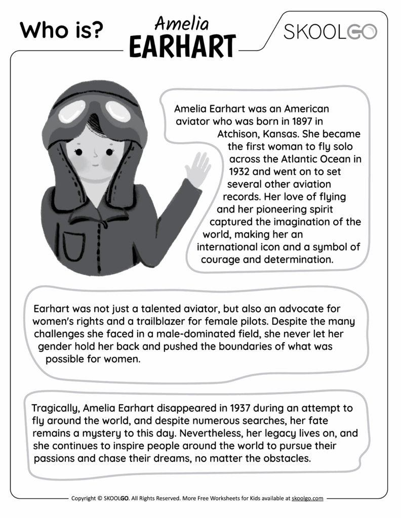 Amelia Earhart Free Worksheets Printable - Printable Worksheets