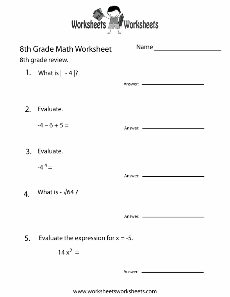 Math Worksheets Pre Algebra Free Printable - Printable Worksheets