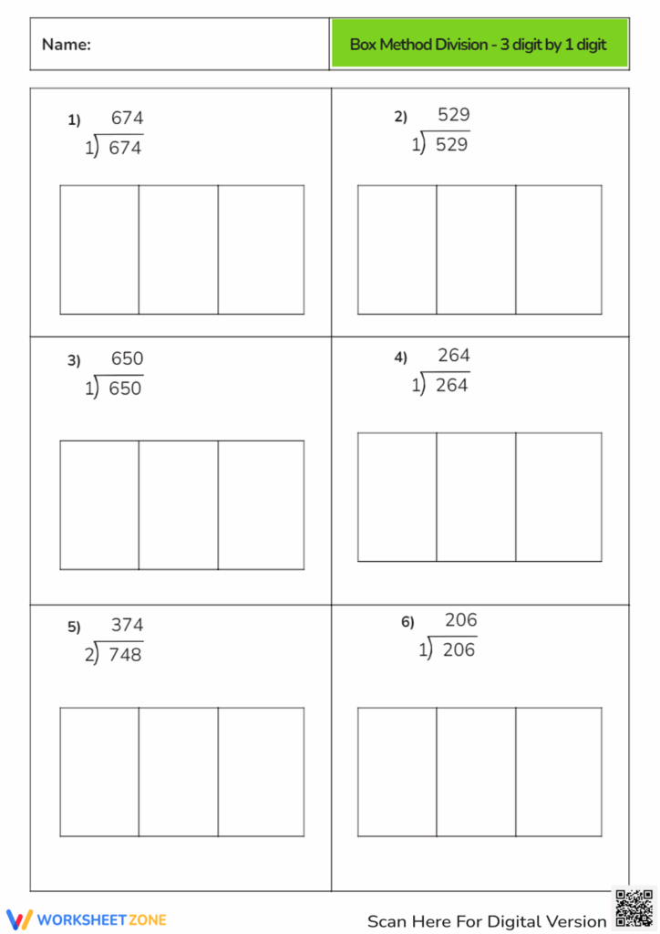 Box Method Division Worksheets Free Printable - Printable Worksheets