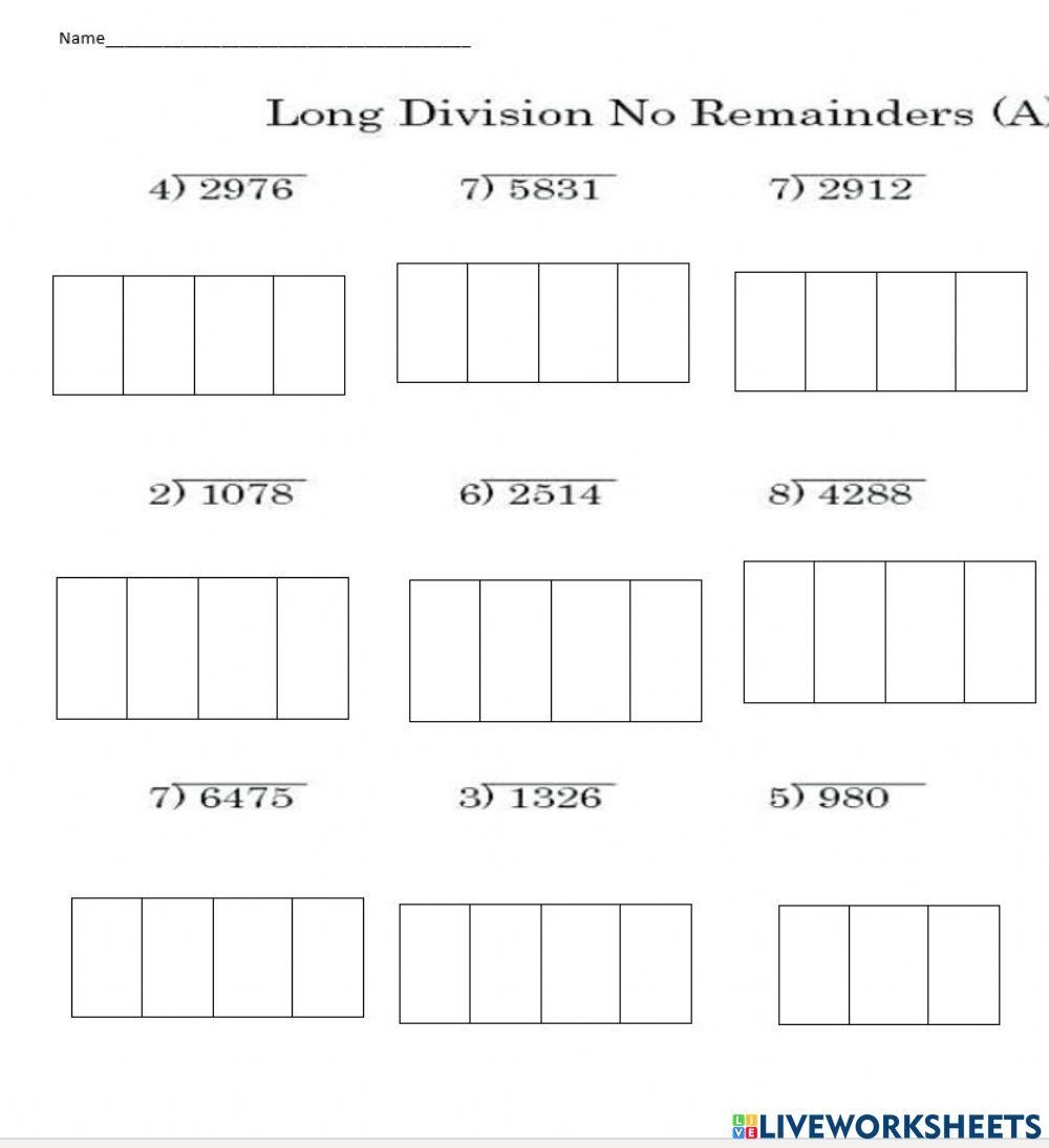 Box Method Division Worksheets Free Printable - Printable Worksheets
