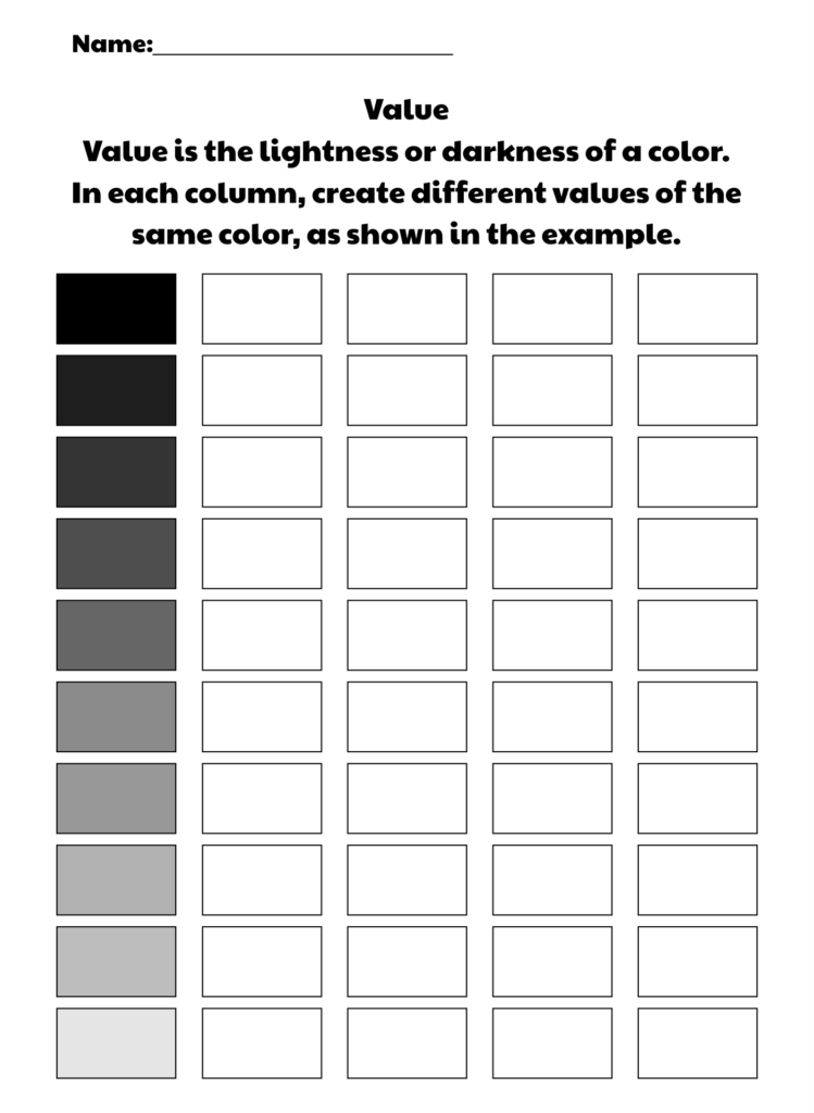 Free Printable Color Value Worksheets - Printable Worksheets