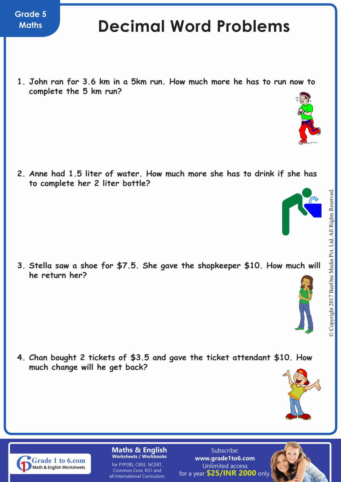 Free Printable Decimal Word Problem Worksheets - Printable Worksheets