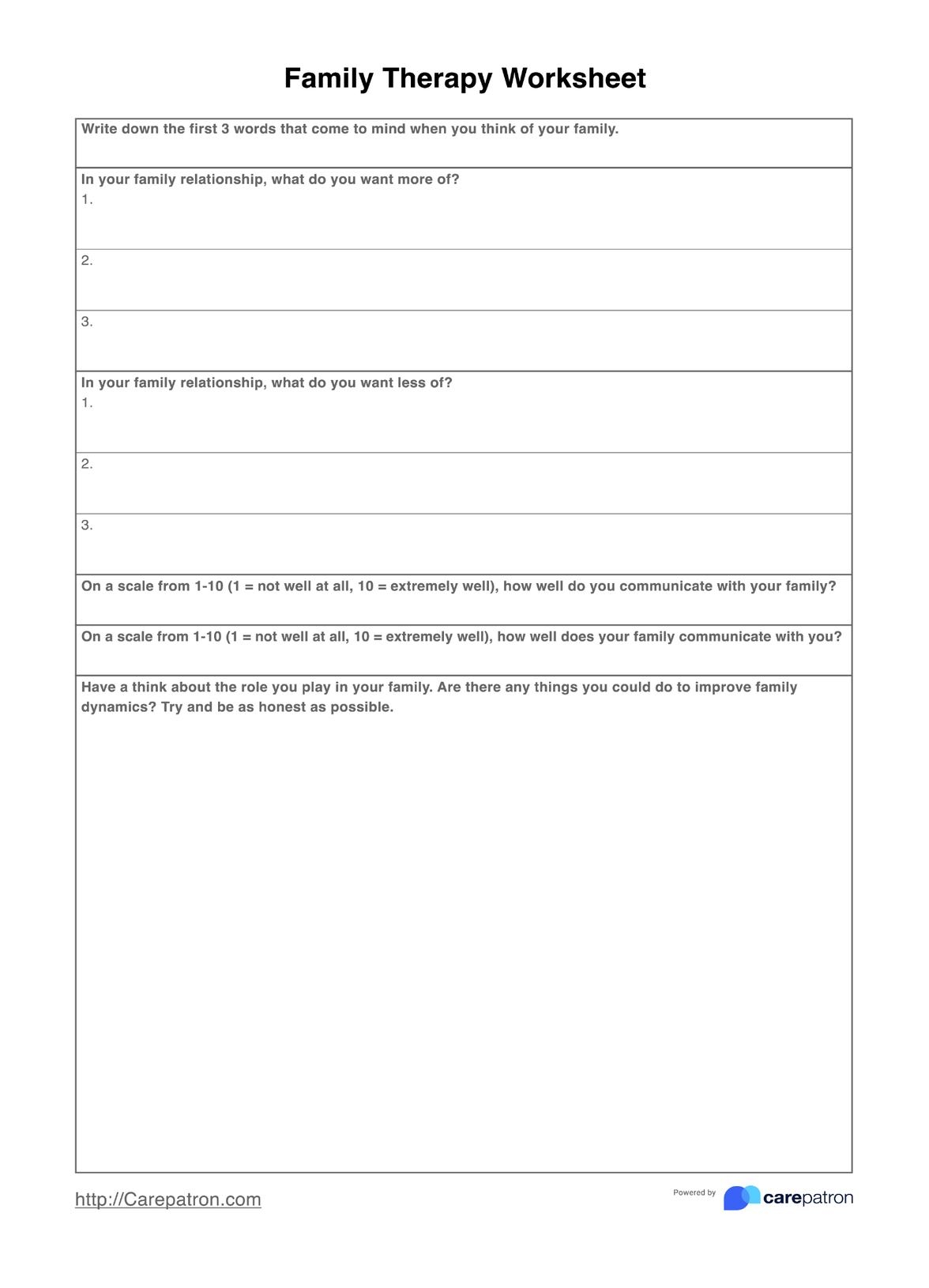 Free Printable Family Therapy Activity Worksheets - Printable Worksheets