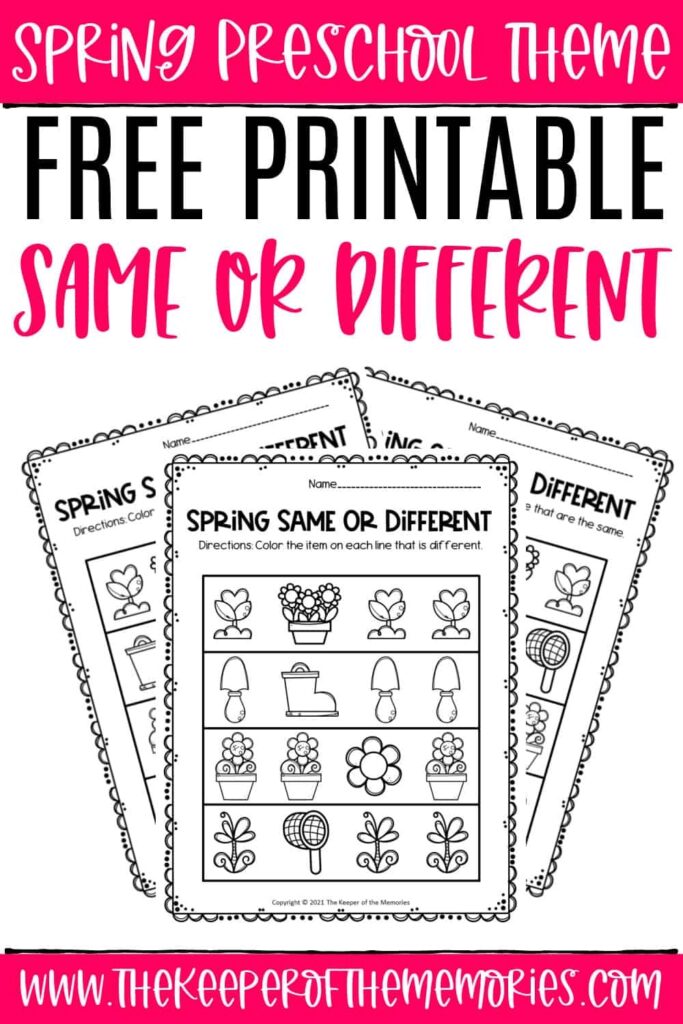 Free Printable Same Different Worksheets - Printable Worksheets