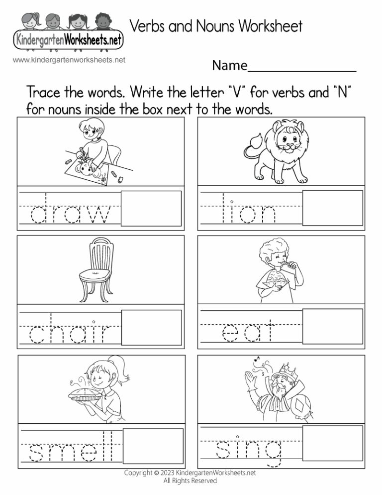 Free Printable Noun And Verb Worksheets - Printable Worksheets