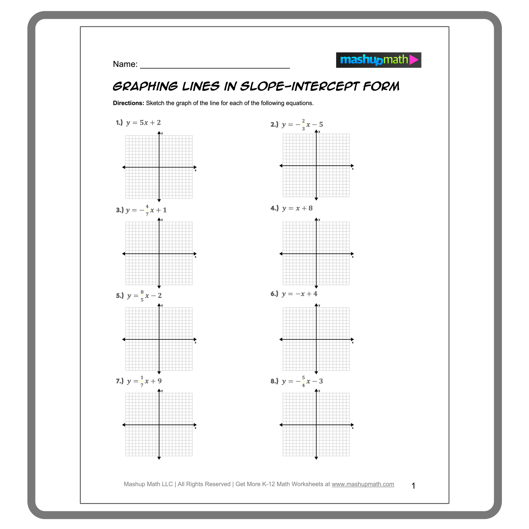 Free Printable Math Worksheets Slope - Printable Worksheets