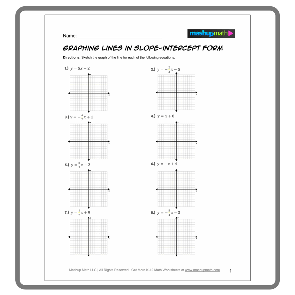 Free Printable Slope Intercept Equation Worksheets - Printable Worksheets