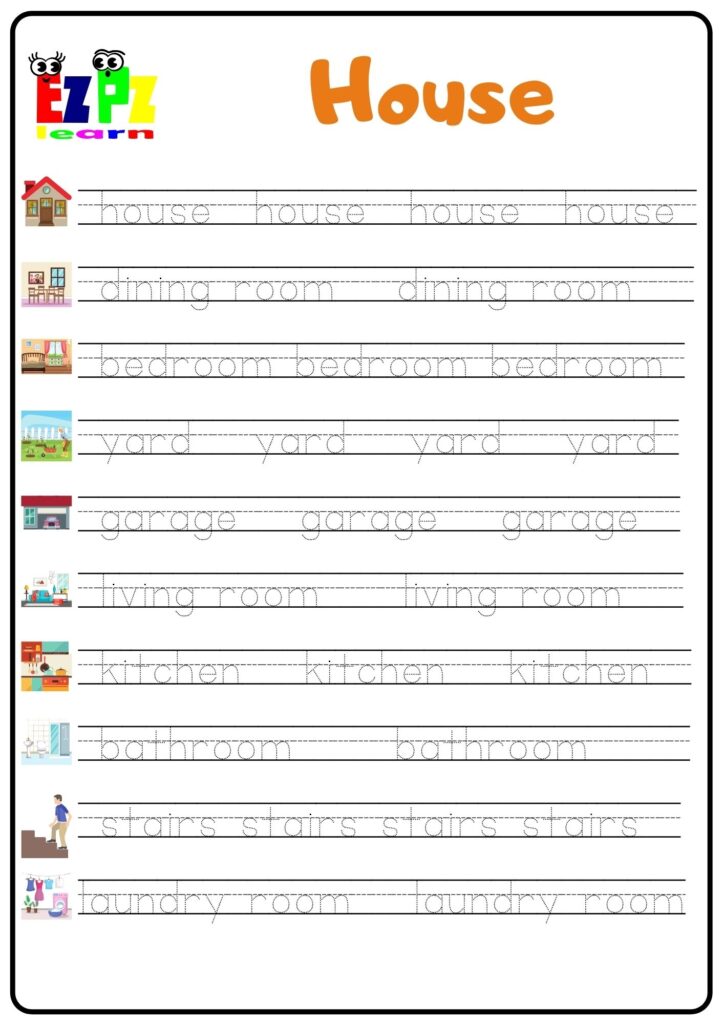 Tracing House Worksheets Free Printable - Printable Worksheets