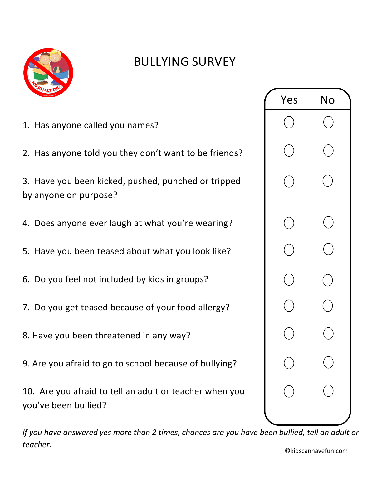 Free Printable Anti Bullying Worksheets - Printable Worksheets