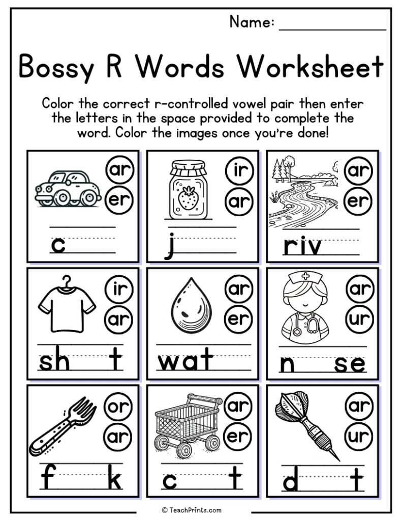 R-Controlled Vowels Free Printable Worksheets - Printable Worksheets
