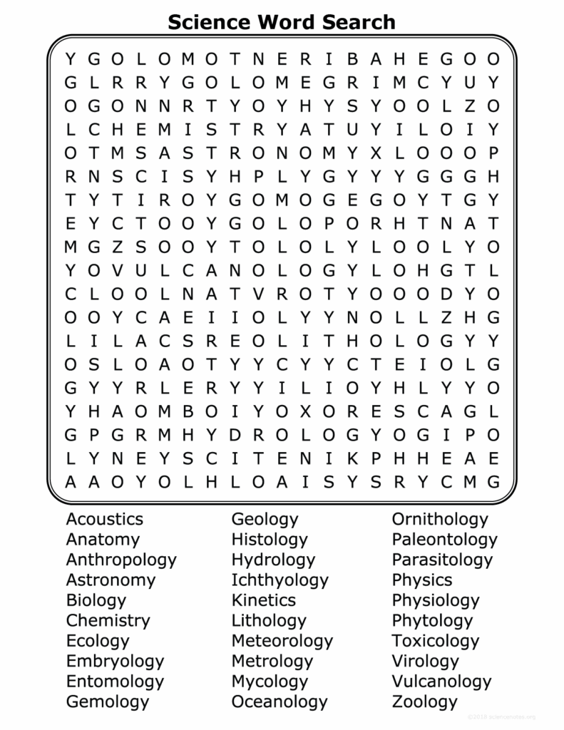 Free Printable Science Word Search Worksheets - Printable Worksheets