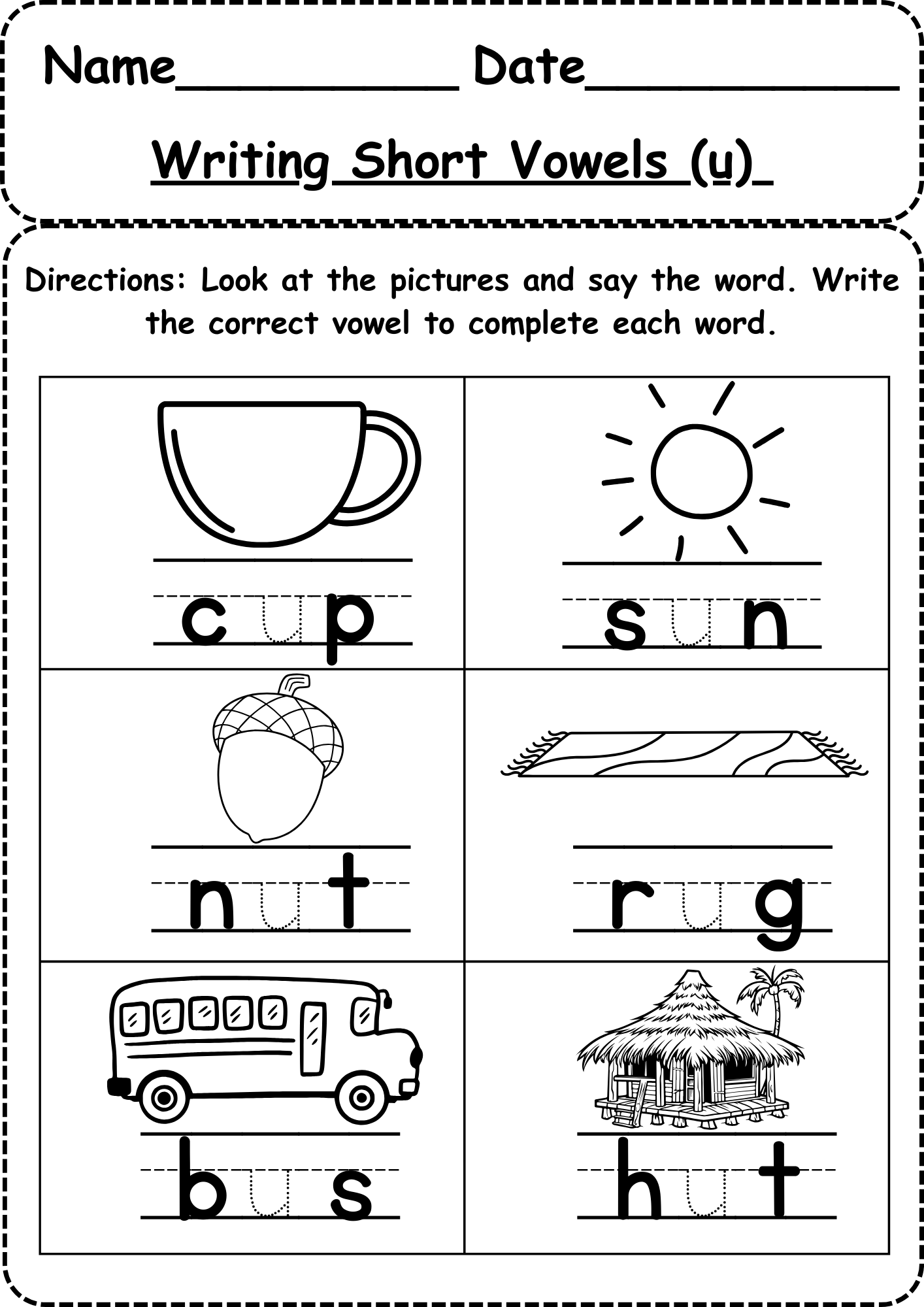 Free Printable Short Vowel Review Worksheets - Printable Worksheets